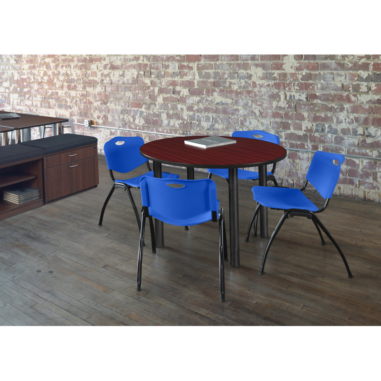 Inbox Zero Kee Round Breakroom Table Top, 4 M Stack Chairs & Reviews | Wayfair